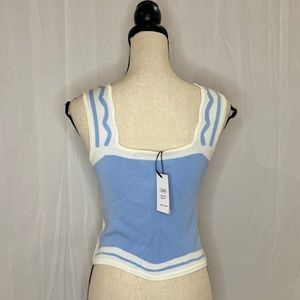 Cider | Tops | Nwt Cider Light Blue Wave Rib Knit Top | Poshmark